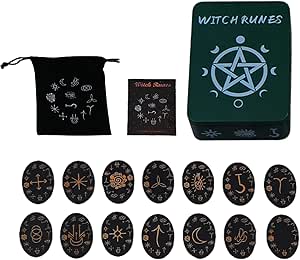 Amazon.co.jp: Mdikawe Rune Stone Set, Witch Runes Kit - 14 Wooden Runes ...
