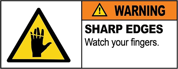 4 x WARNING - SHARP EDGES - Warning Sign Removable Self Adhesive ...