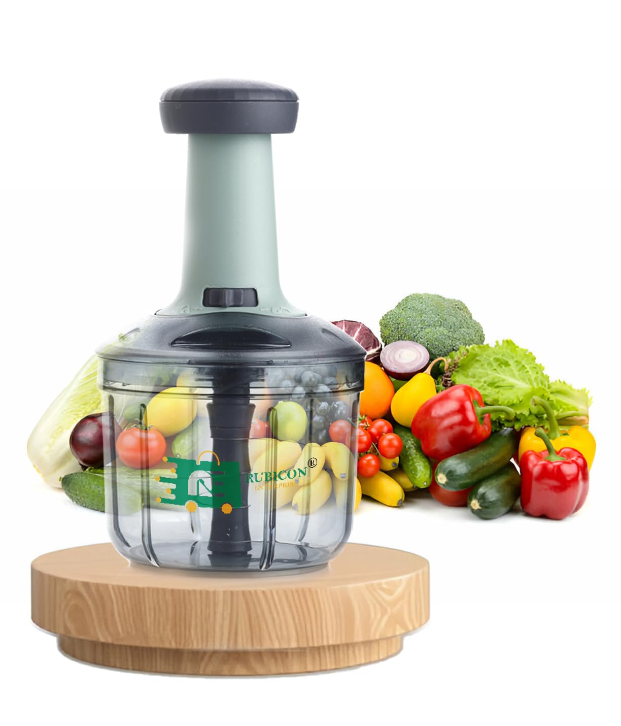 Rubicon® Manual Food Chopper | Stainless Steel & ABS Build | 4-Blade ...