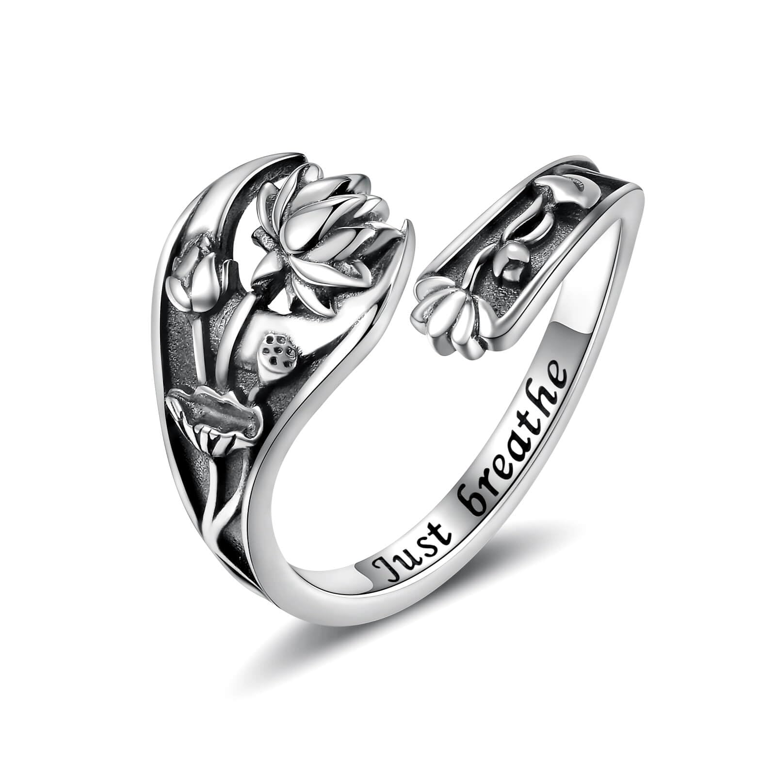 Amazon.com: Just Breathe Lotus Flower Spoon Rings for Women 925 ...