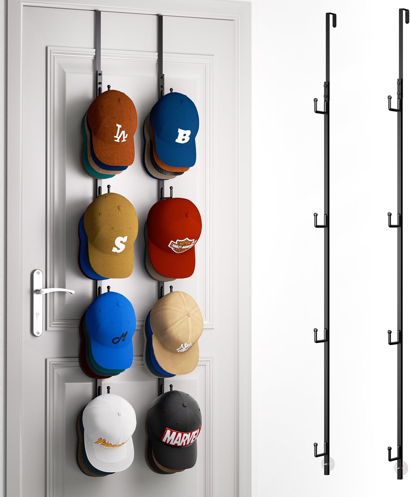 Amazon.com: HapiRm Over Door Hat Rack - 2 Packs Hat Holder with 8 Hooks ...
