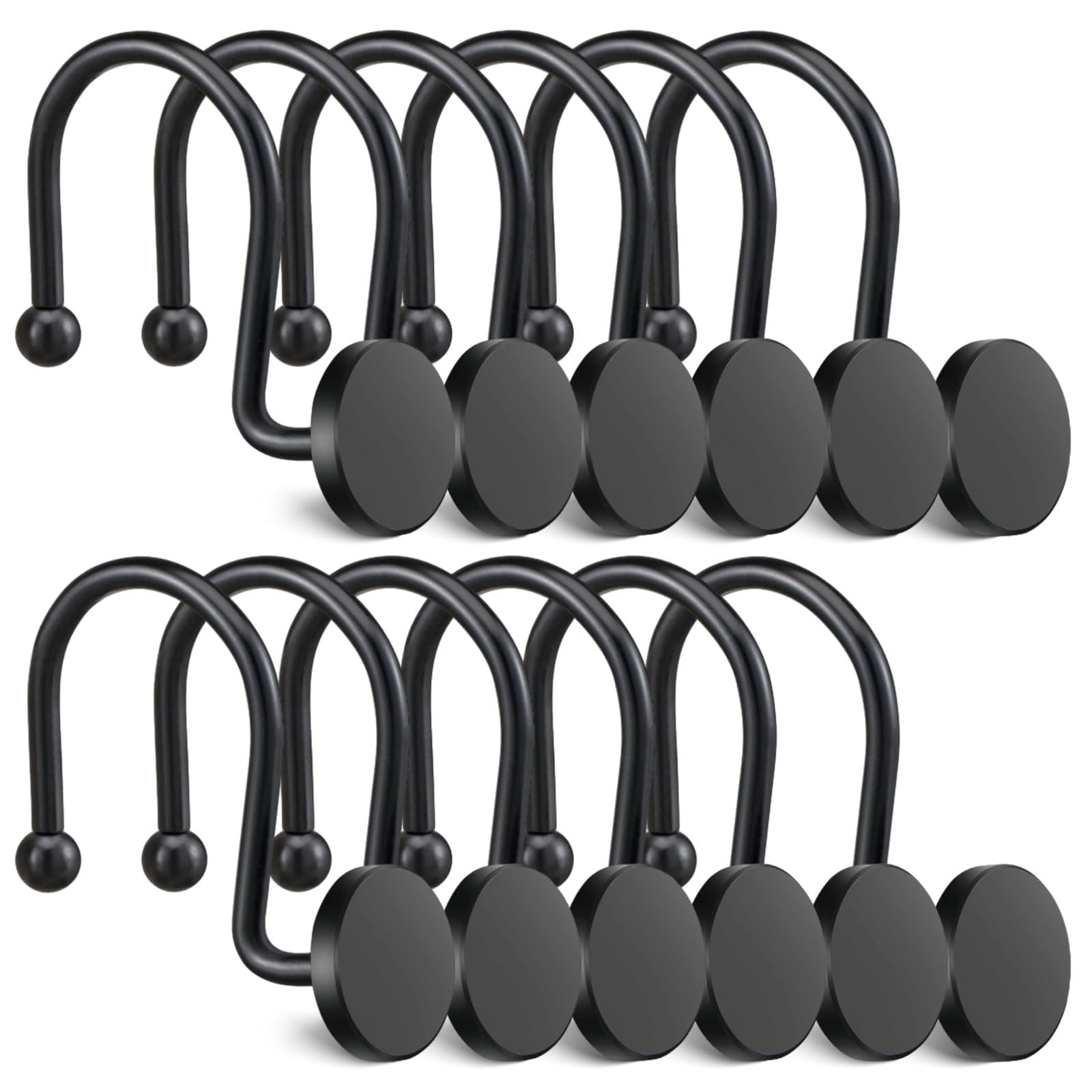 Shower Curtain Hooks, 12 Pcs Modern Decorative Shower Curtain Hangers ...