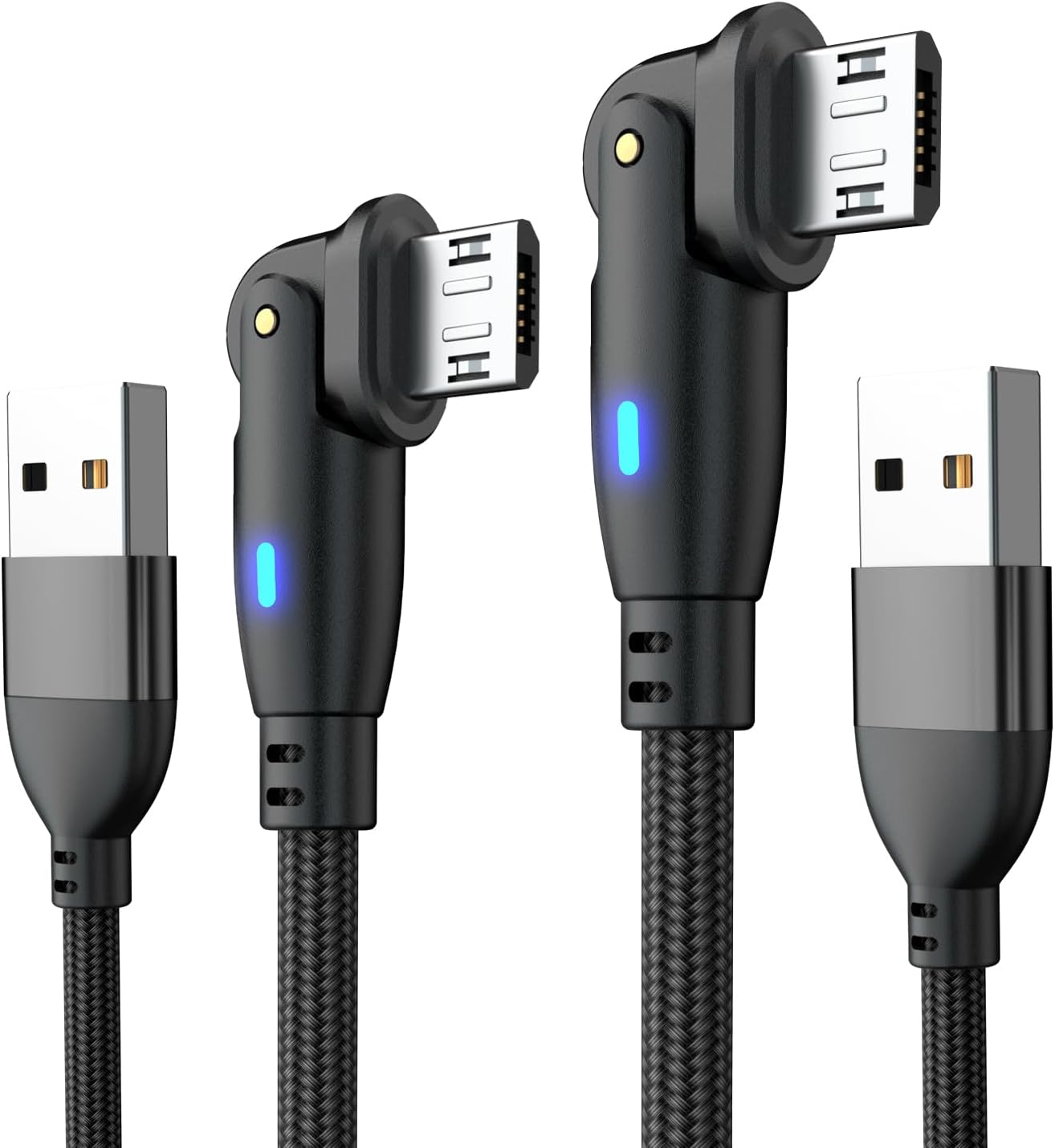 Micro USB Cable Right Angle 2m Android Charger Cable Nylon Braided ...