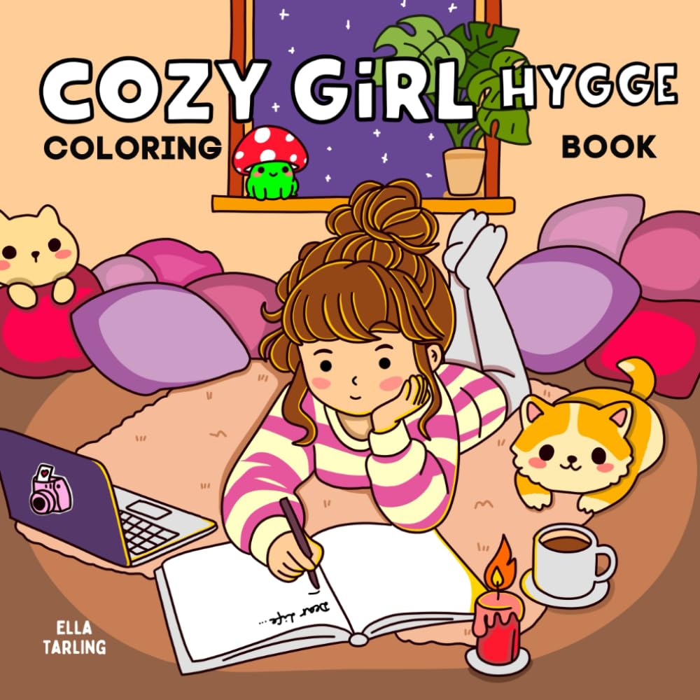 Amazon.com: Cozy Girl Hygge: Bold & Easy Coloring Book for Kids, Teens ...