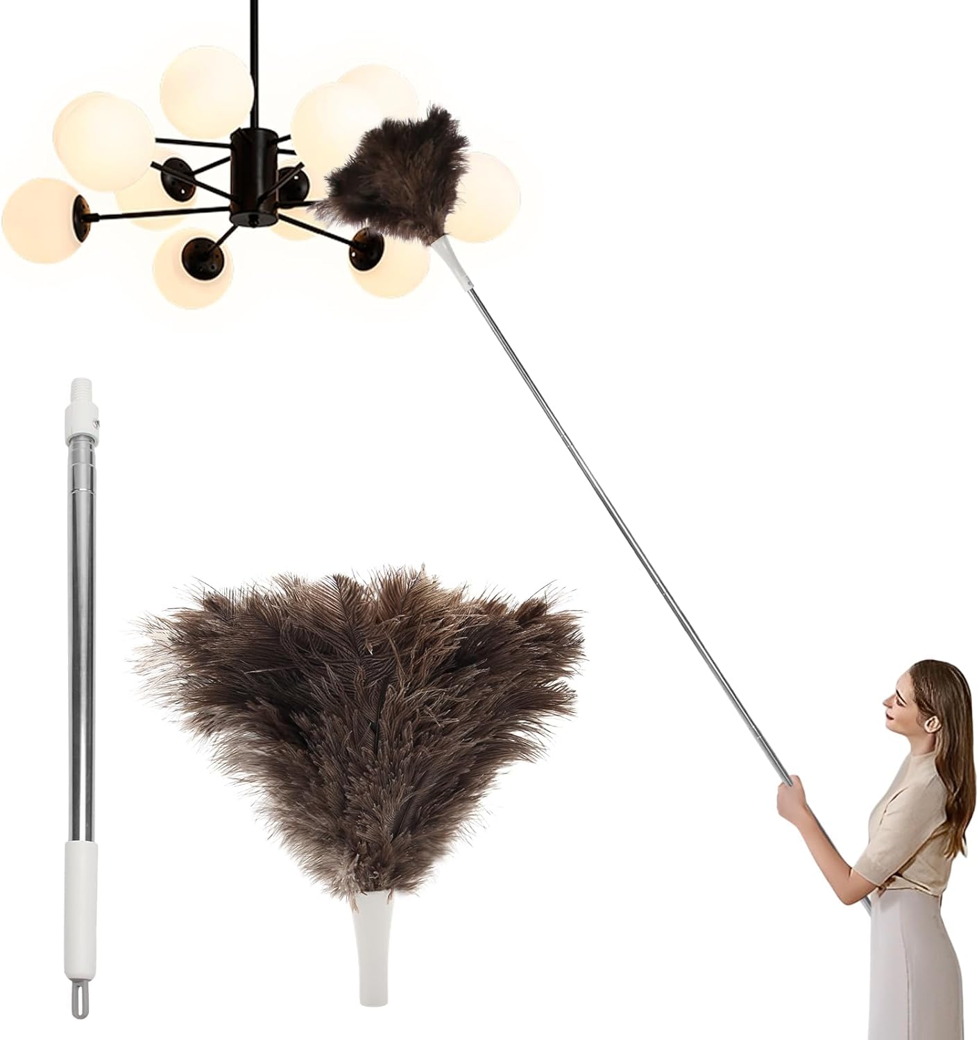 Amazon.com: Ostrich Feather Duster Pole 28 to 72 Inch,Extendable ...