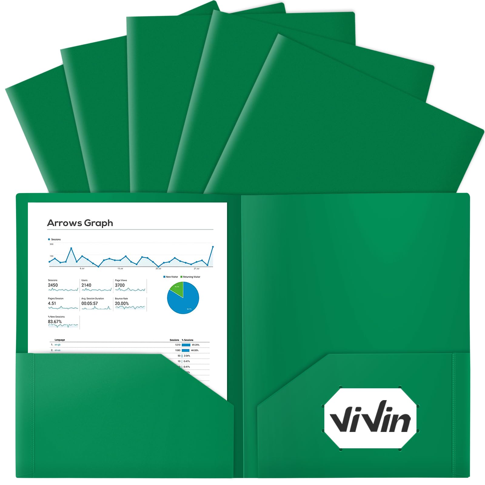 Snapklik.com : ViVin 12-Pack Green Plastic Folders