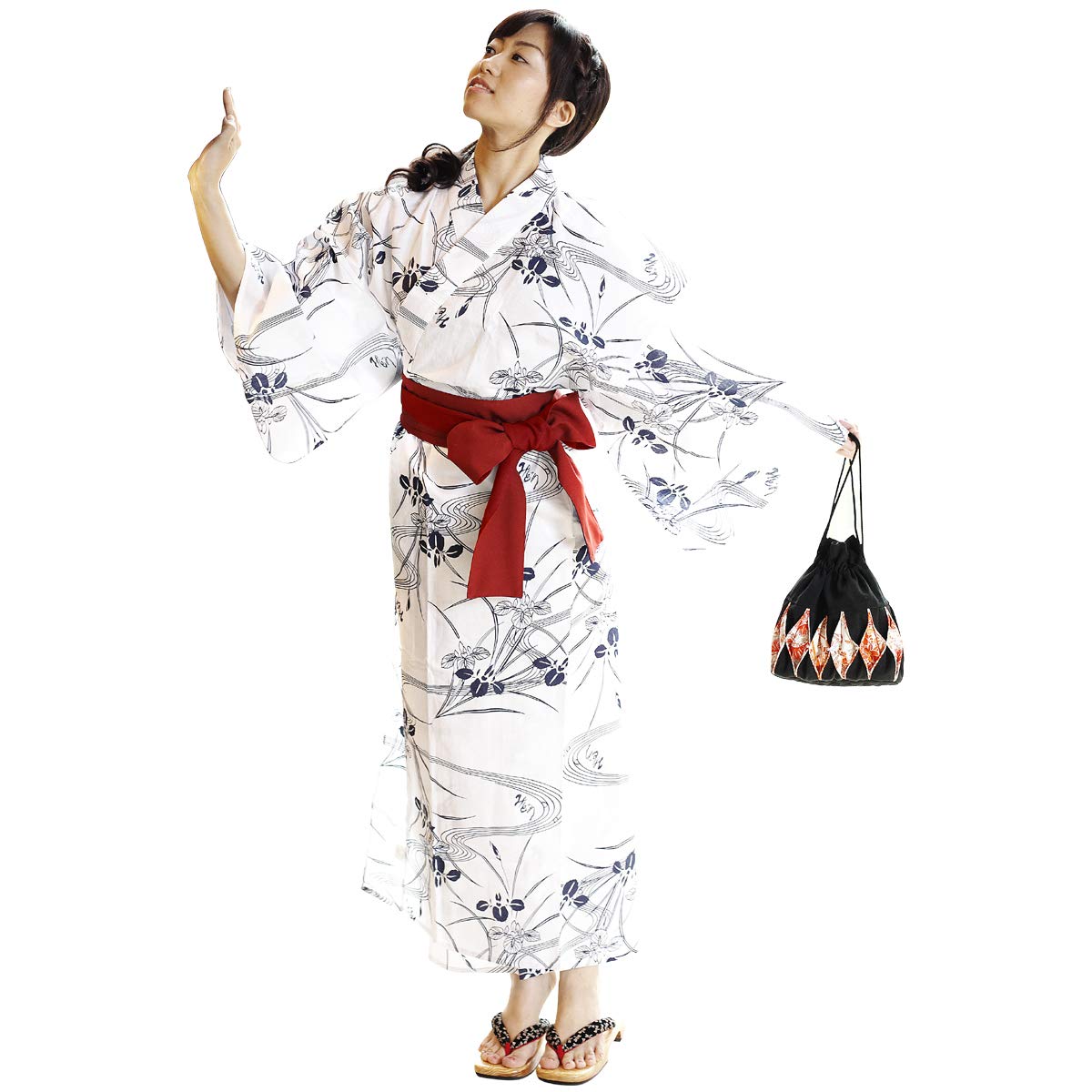 Buy midoriobiartsYUKATA women with wide sash belt. made in Japan ...