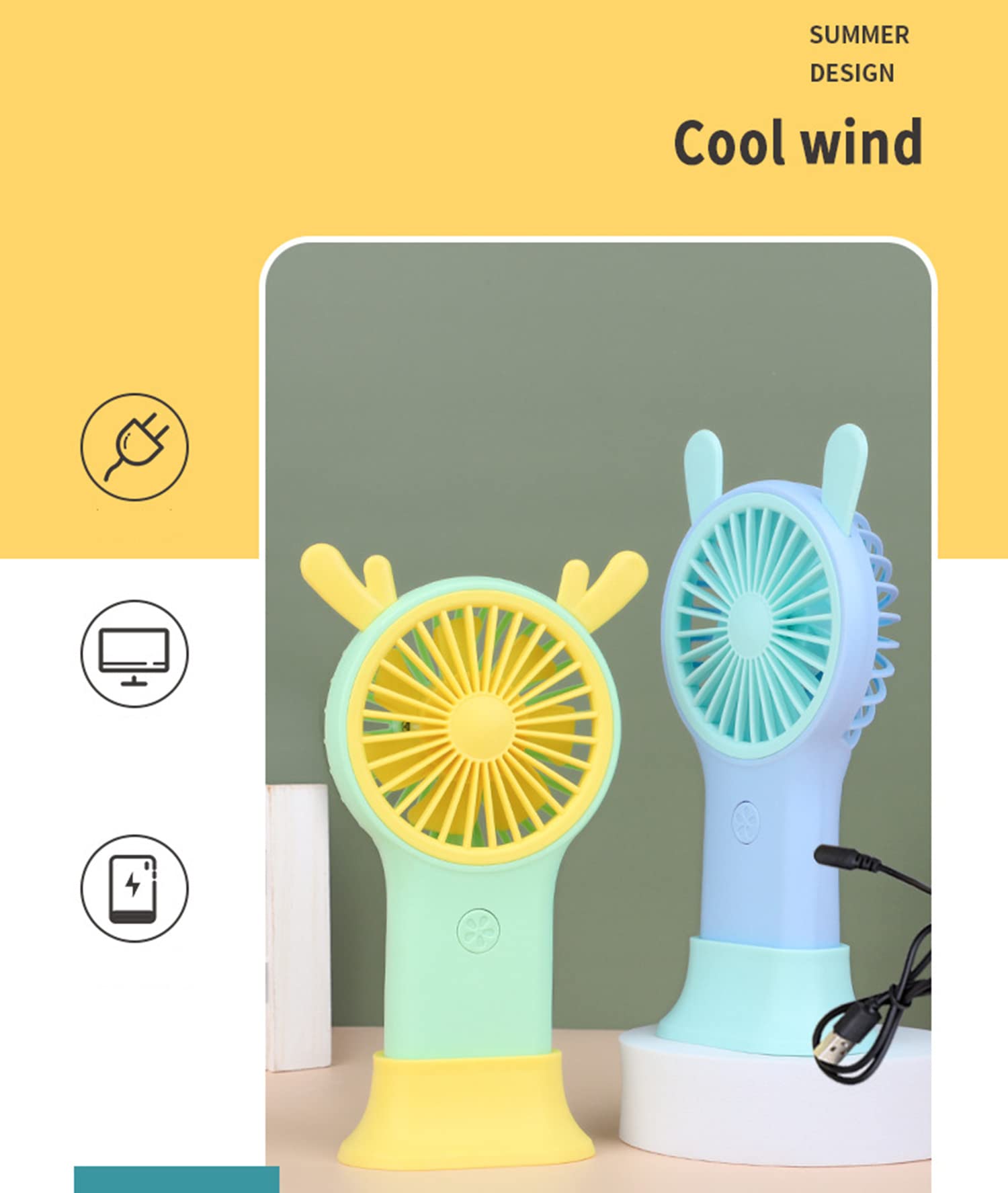Rechargeable Mini Panda Fan Summer Cute Animal