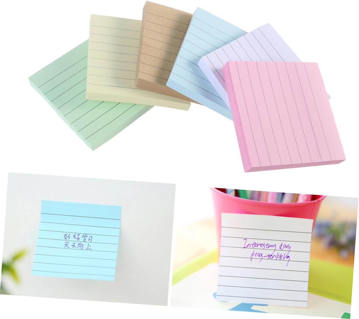 Amazon.com : LALAFINA Line Note Pads 6pcs Candy Colored Lined Note Book ...