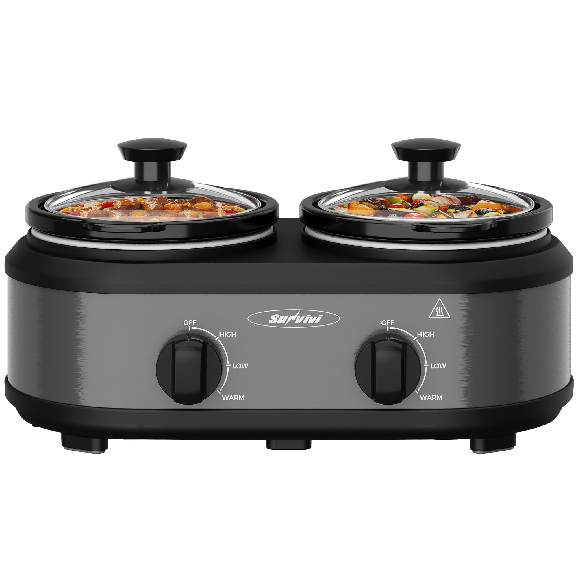 Amazon.com: Sunvivi Dual Slow Cooker, Buffet Server & Warmer with 2 ...