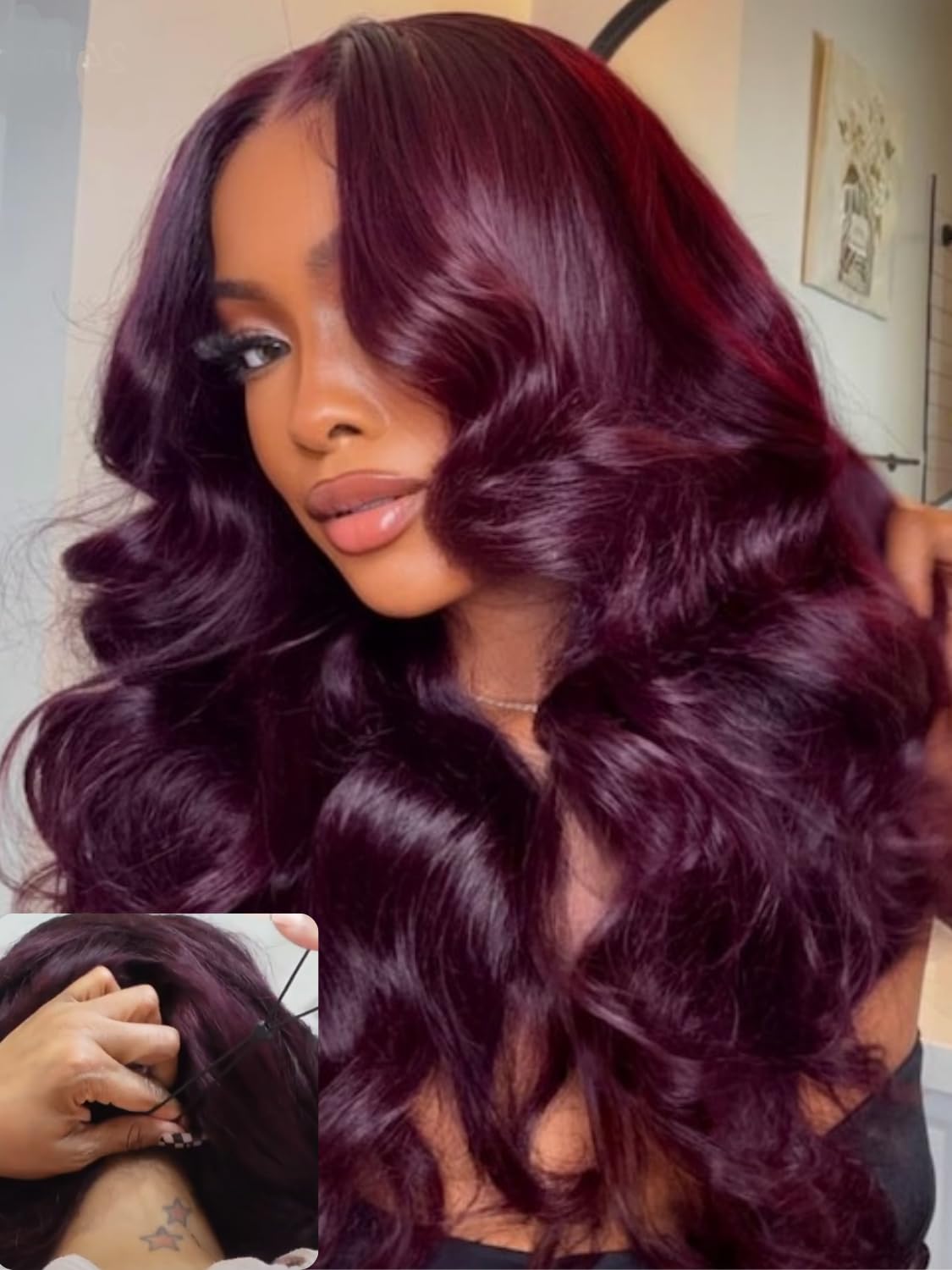 Amazon.com : Nadula 13X4 HD Black Cherry Body Wave Lace Front ...