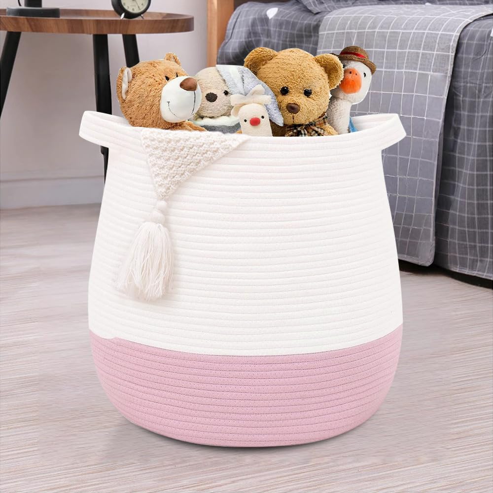 Amazon.com: childishness ndup Large Cotton Rope Basket, Woven Storage ...