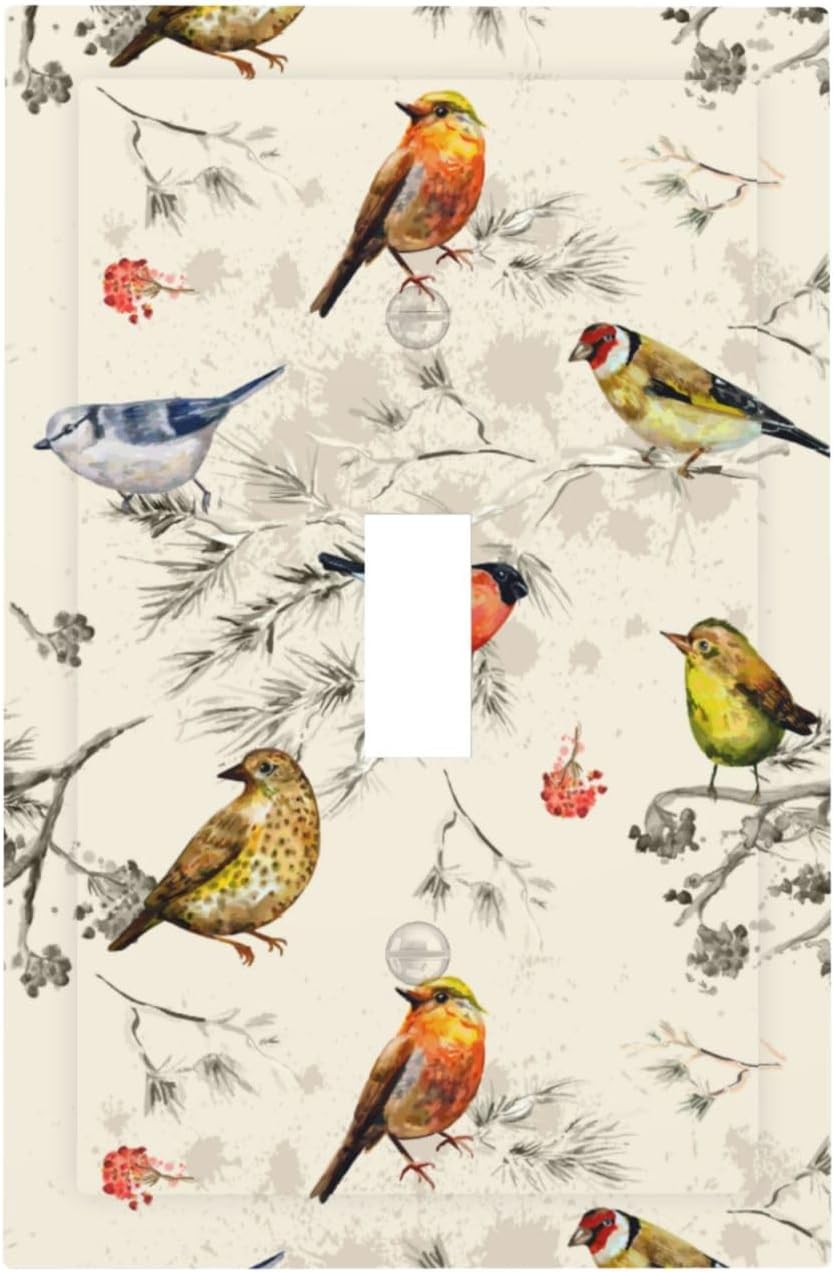 VunKo 1 Gang Toggle Decorative Vintage Little Birds Watercolor Wall ...