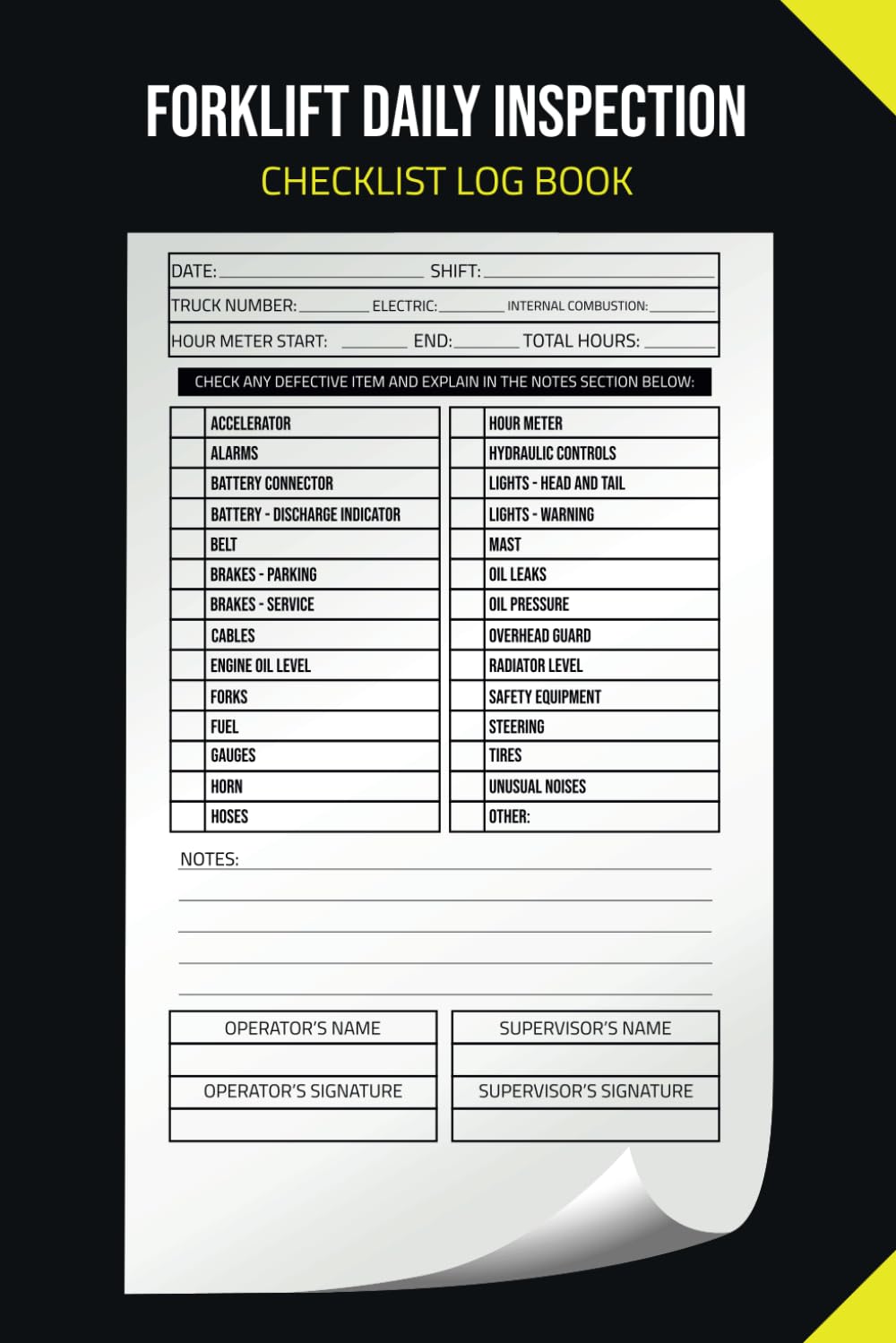 Forklift Daily Inspection Checklist Log Book Logbook For Maintenance forklift-daily-inspection-checklist-log-book-logbook-for-maintenance