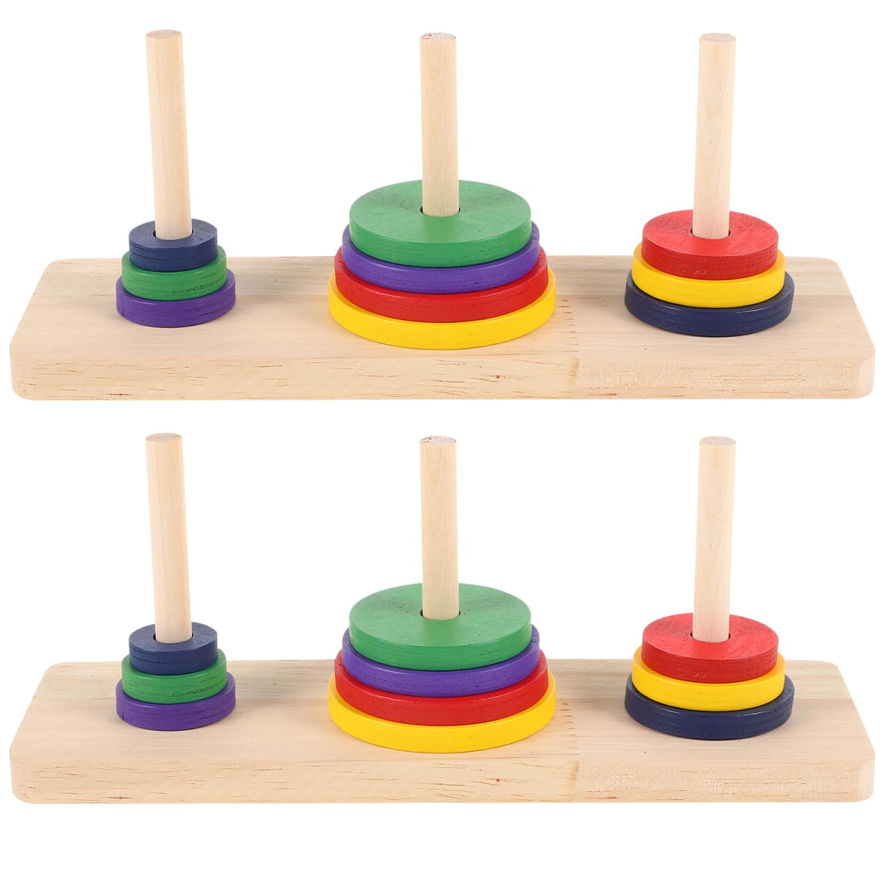Tower Puzzle VICASKY 2 Pcs Wooden Brain Puzzle Tower Of Hanoi Game ...