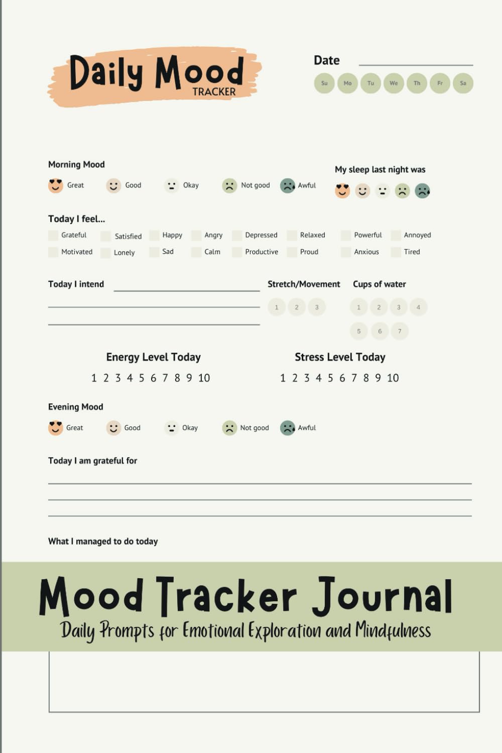 Mood Tracker Journal: Daily Reflections and Prompts for Emotional ...