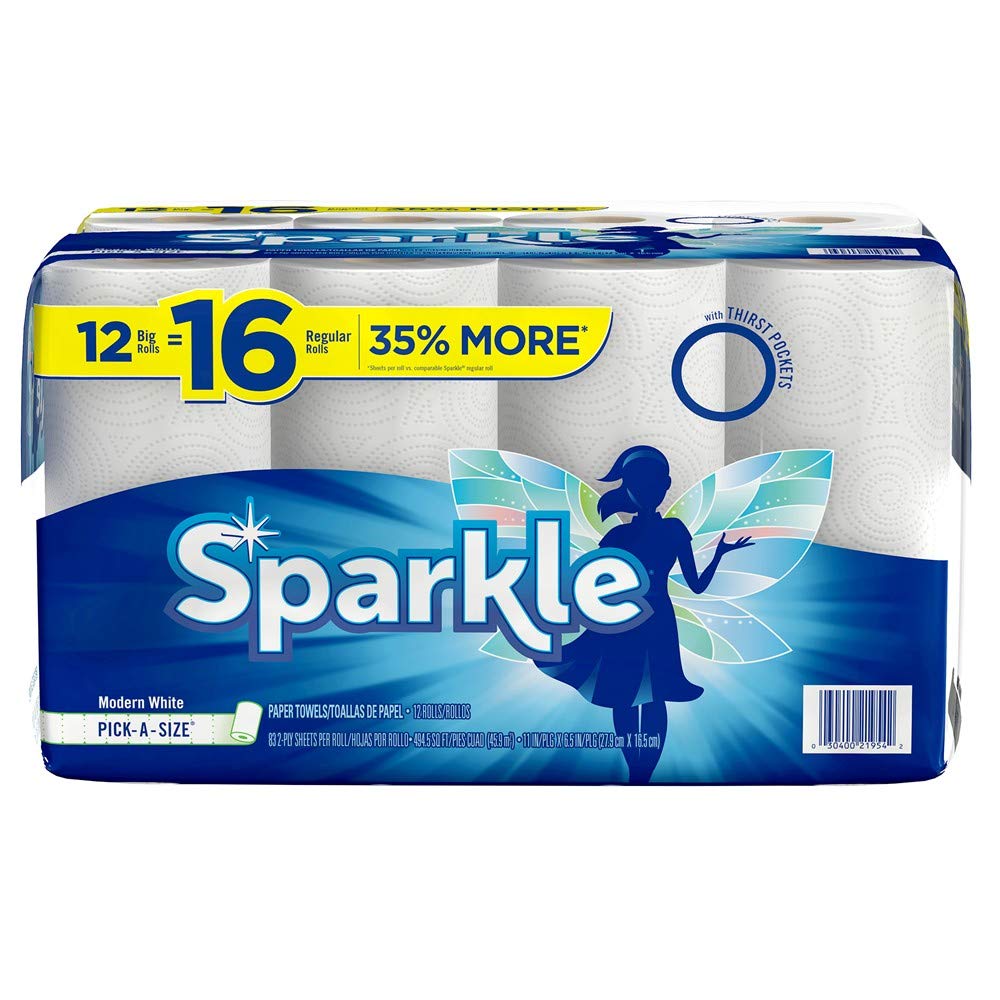 Amazon.com: Sparkle Paper Towels, 12 = 16 Regular Rolls, Modern White ...