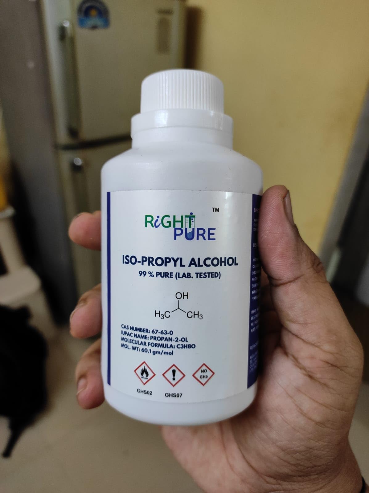 RIGHTPURE™ Iso Propyl Alcohol (IPA) 99.9% Pure 250 ml (Pack of 4) CAS ...