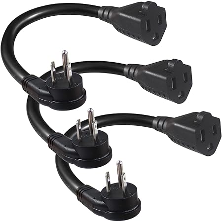 Amazon.com: [3 Pack] Flat Plug Short Power Extension Cord - 6inch Black ...
