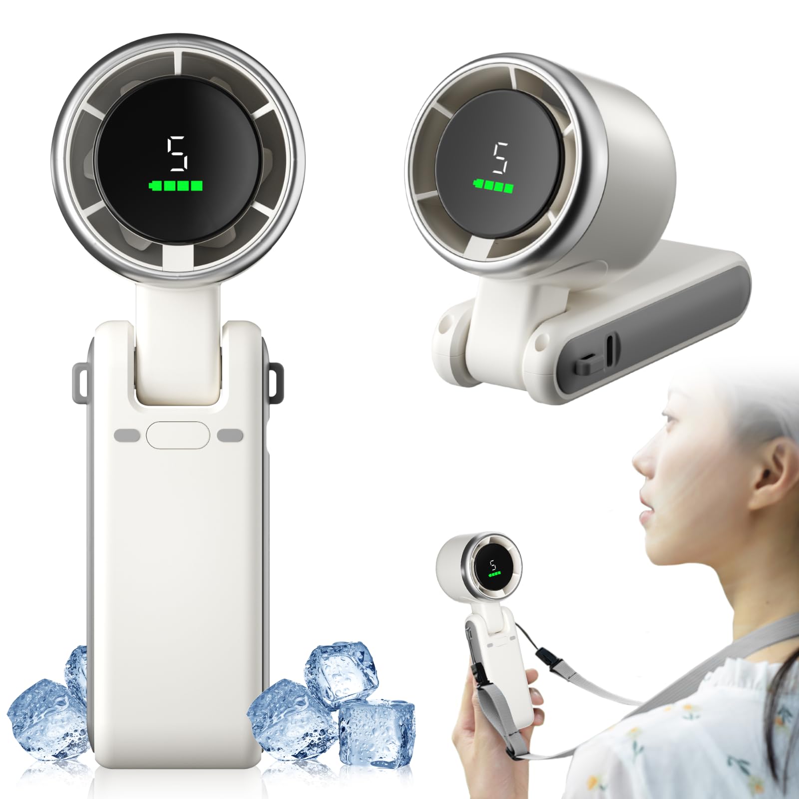 Suewidfay Handheld Fan Rechargeable, 5 High Speeds Adjustable Mini Hand ...