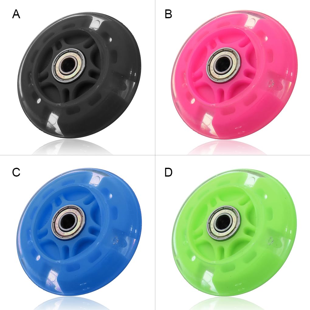 PU Colorful Scooter Wheel With LED Skateboard Wheels 4-Pack 69mm Inline ...