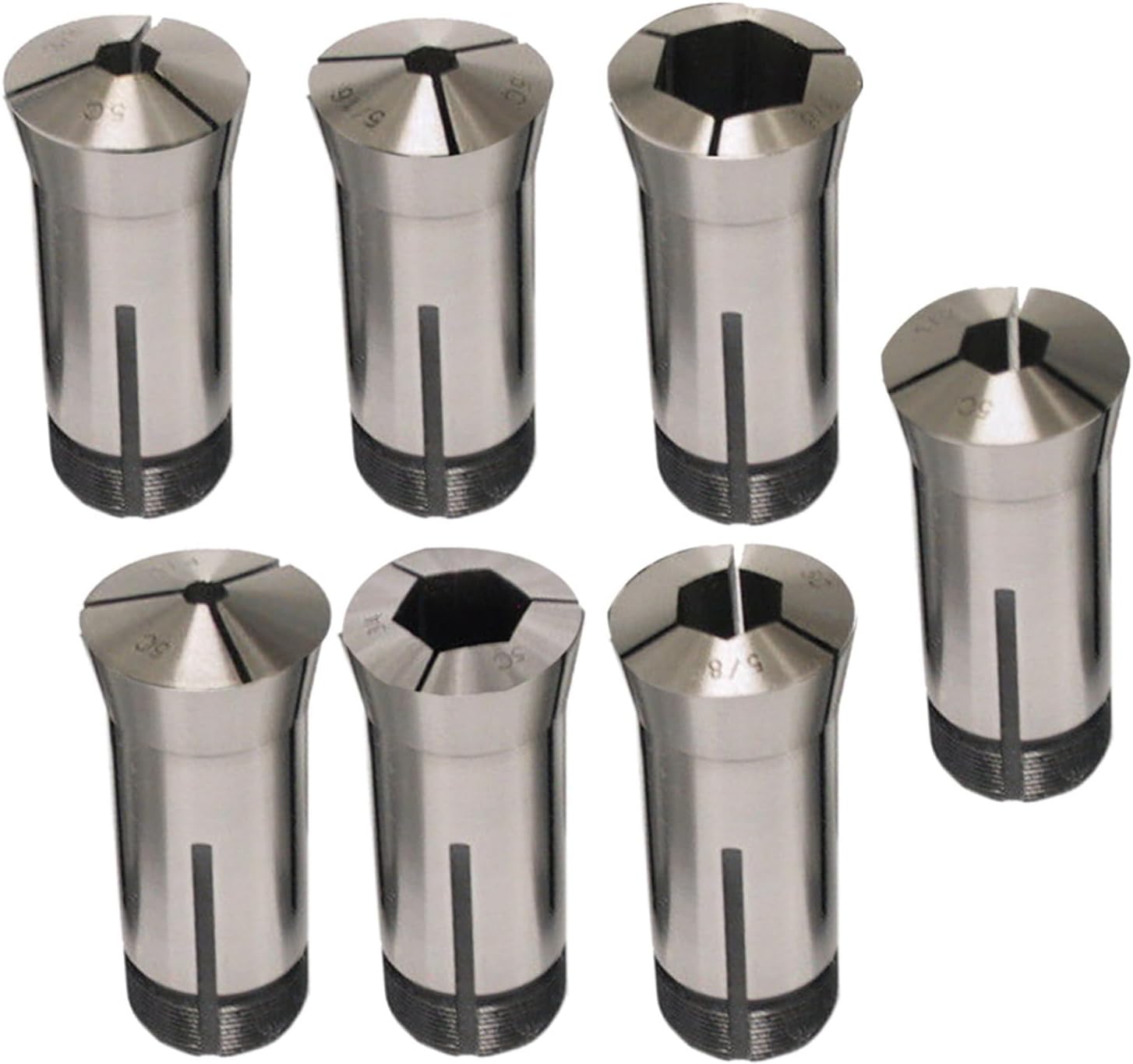 7Pcs 5C Hex Collet 1/4",5/16",3/8",1/2",5/8",3/4",7/8" Mill Collet ...