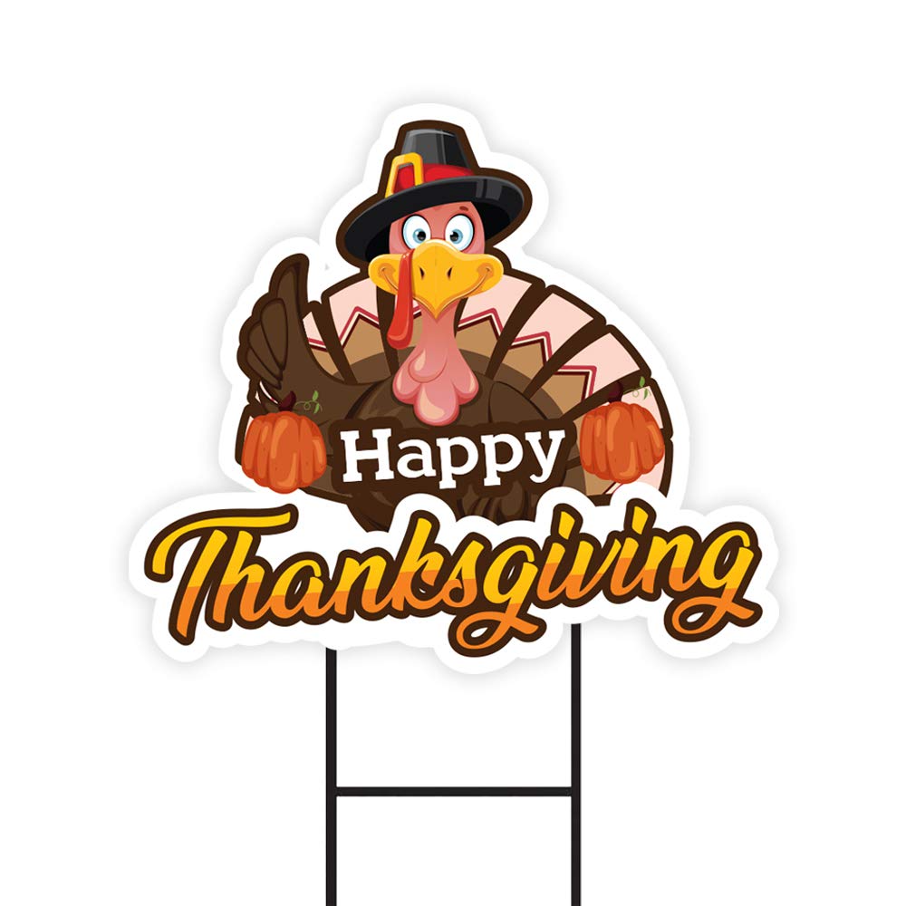 Amazon.com : Happy Thanksgiving Turkey Yard Sign 24" x 18" - Coroplast ...