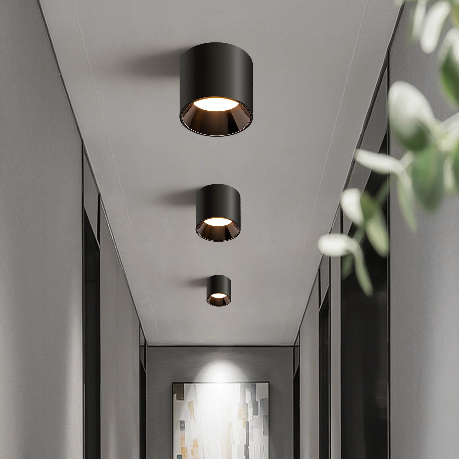 Flush Mount Hall Light Fixtures YANSUN 1 Light Modern Black Semi Flush