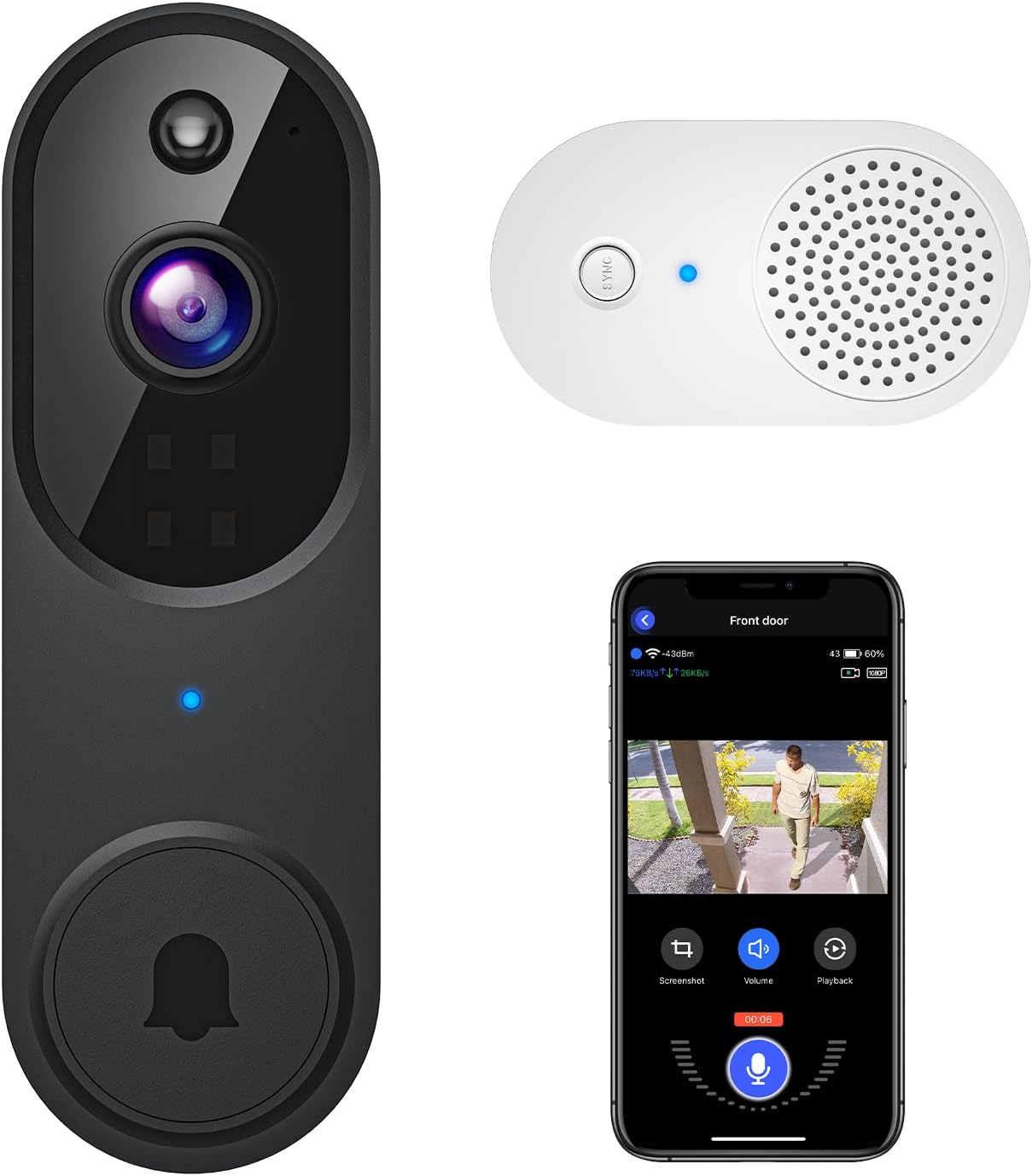 Amazon.com: NATSUKAWA Doorbell Camera Wireless - Smart WiFi Video ...
