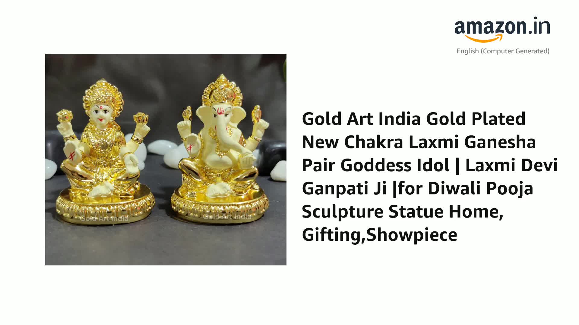Watch Gold Art India Gold Plated New Chakra Laxmi Ganesha Pair Goddess ...