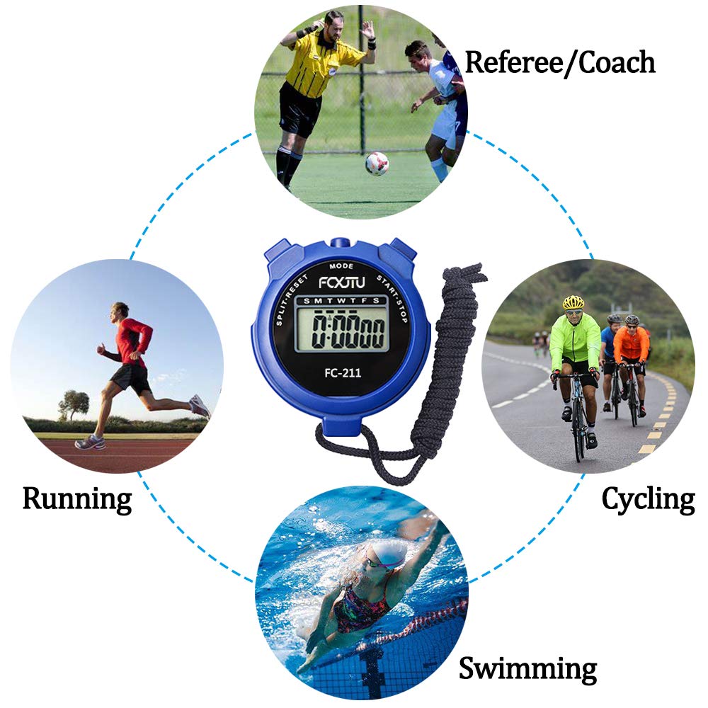 Buy Fcxjtu Digital Stopwatch Single Lap Split Memory Stopwatch 12 24 Hour Clock Alarm Timer