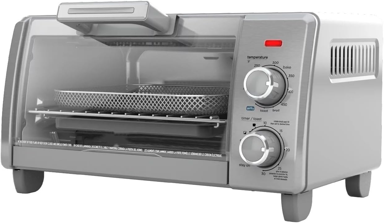 Amazon.com: Versatile 4-Slice Toaster Oven: Silver & Black | Compact ...