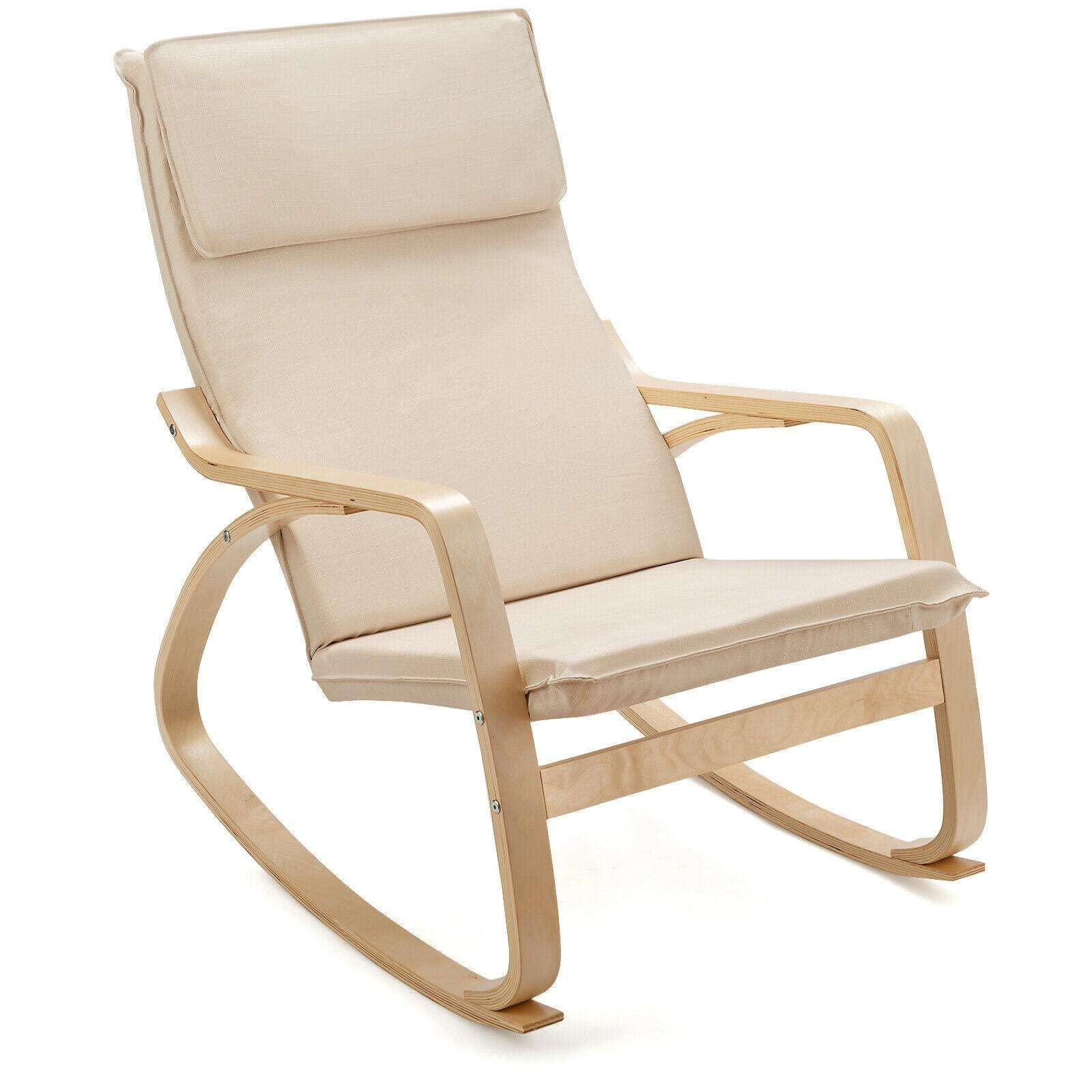 Amazon.com: JHUS Modern Bentwood Rocking Chair Fabric Upholstered Relax ...