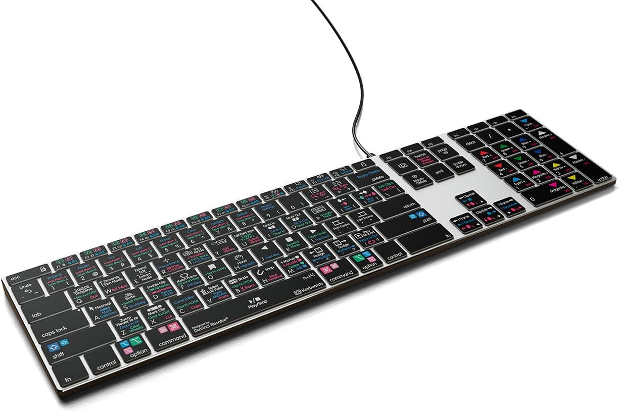 Davinci Resolve Backlit Pro Aluminum Keyboard - macOS - US – Color-Coded Shortcuts, Durable ...