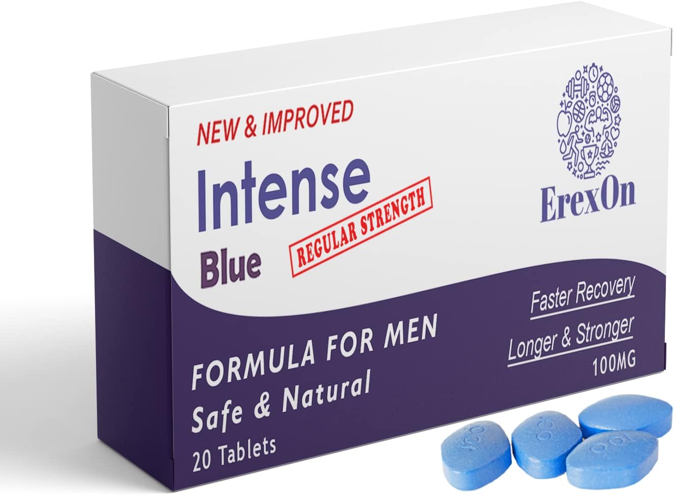 Erexon – Intense Blue 20 Tablets – Herbal Supplement for Men – Strong ...