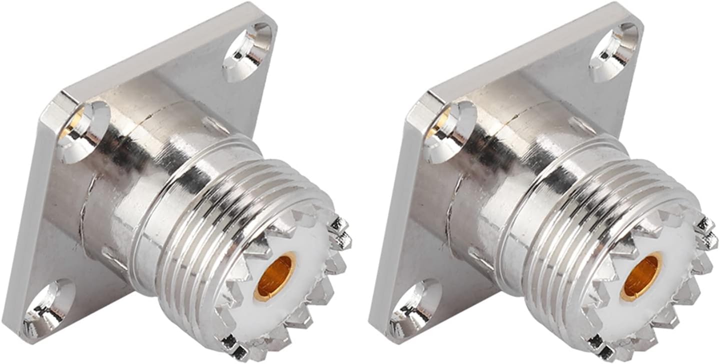 Amazon.com: plplaaoo 2PCS UHF Female Adapter Connector, SO 239 Connectors,4 Hole Socket Panel ...