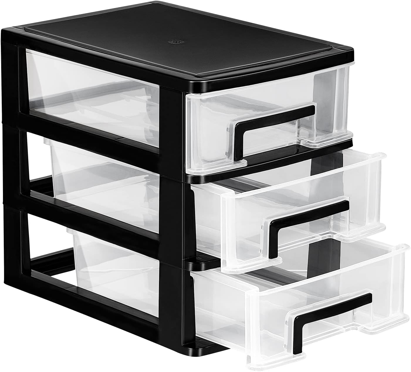 Amazon.com: Sterilite 3 Drawer Mini Desktop Unit, Clear w/White Frame