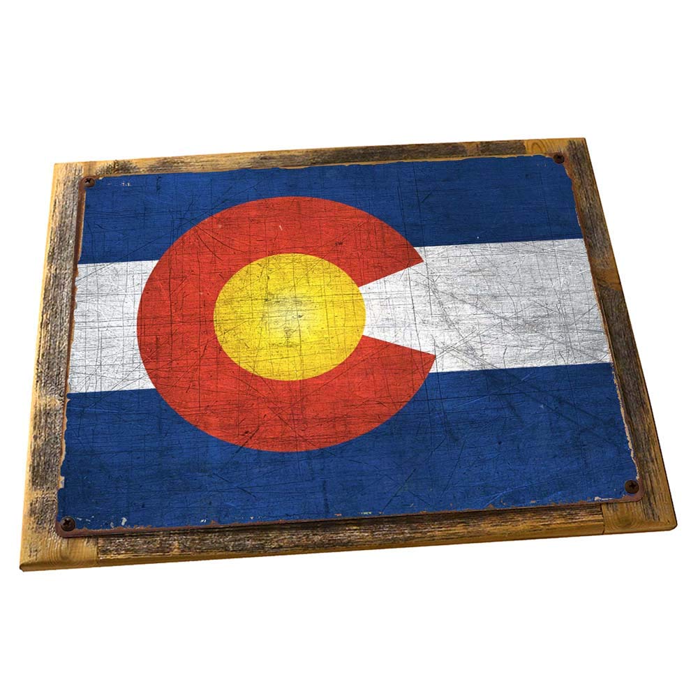 Amazon.com: HBA Framed Colorado State Flag Metal Sign, Americana ...