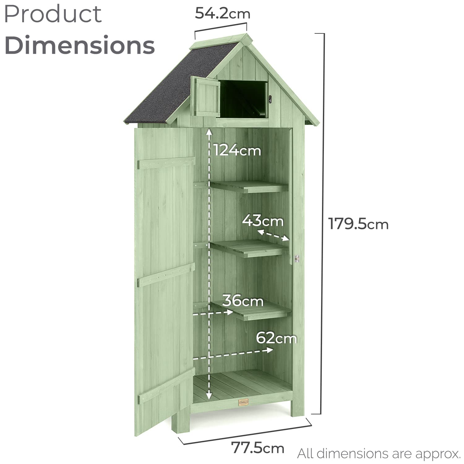 CHRISTOW Small Garden Shed, Tall Slim Wooden Outdoor Storage Shed ...