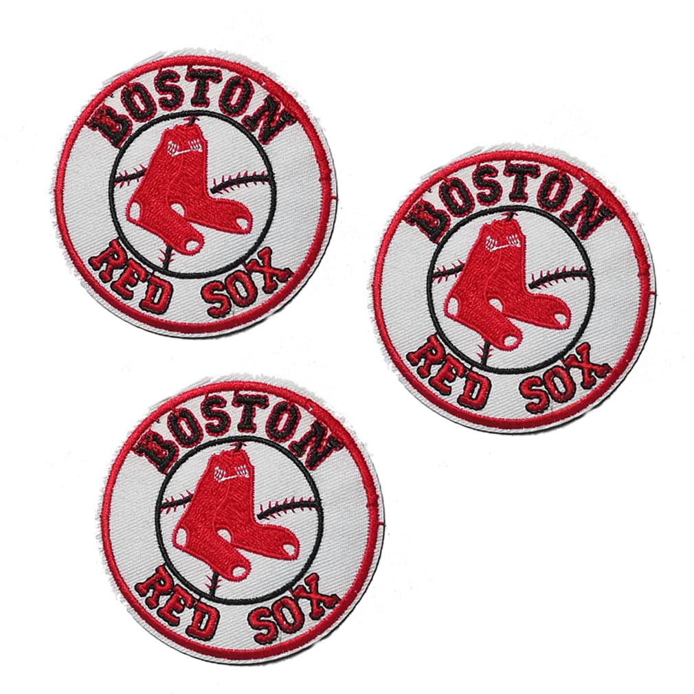 Amazon.com: Yerchic Red Sox Patch Iron On Sew On Embroidered Circle ...