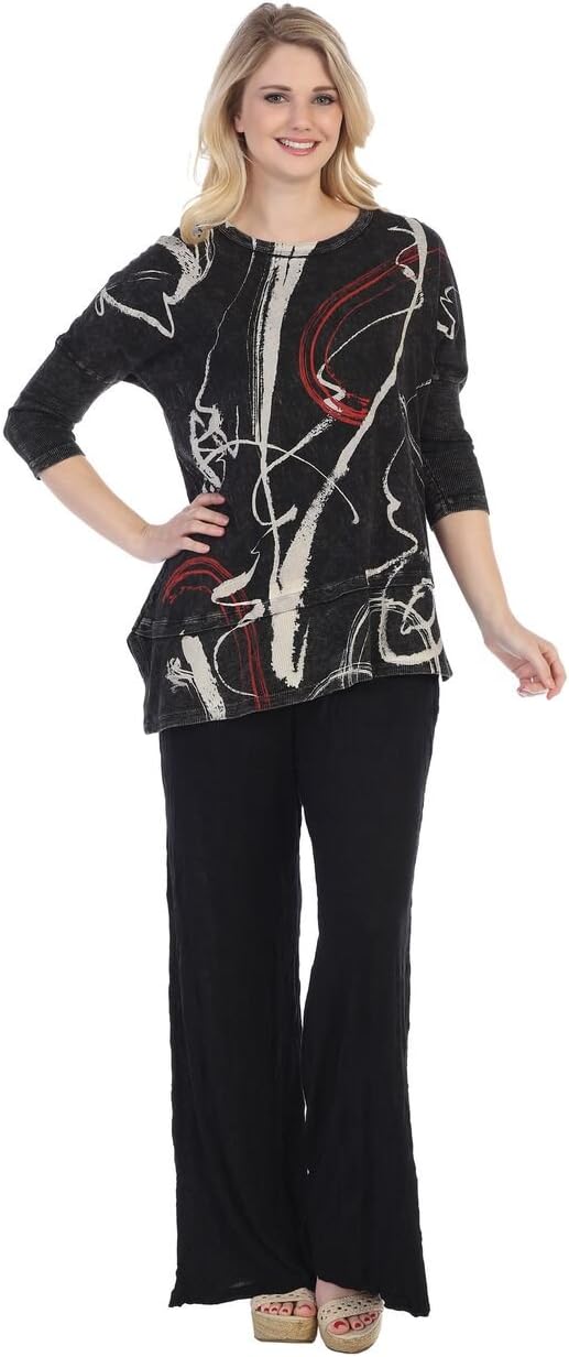 Jess & Jane Women's Matilda Mineral Washed Dolman Sleeve Cotton Tunic ...