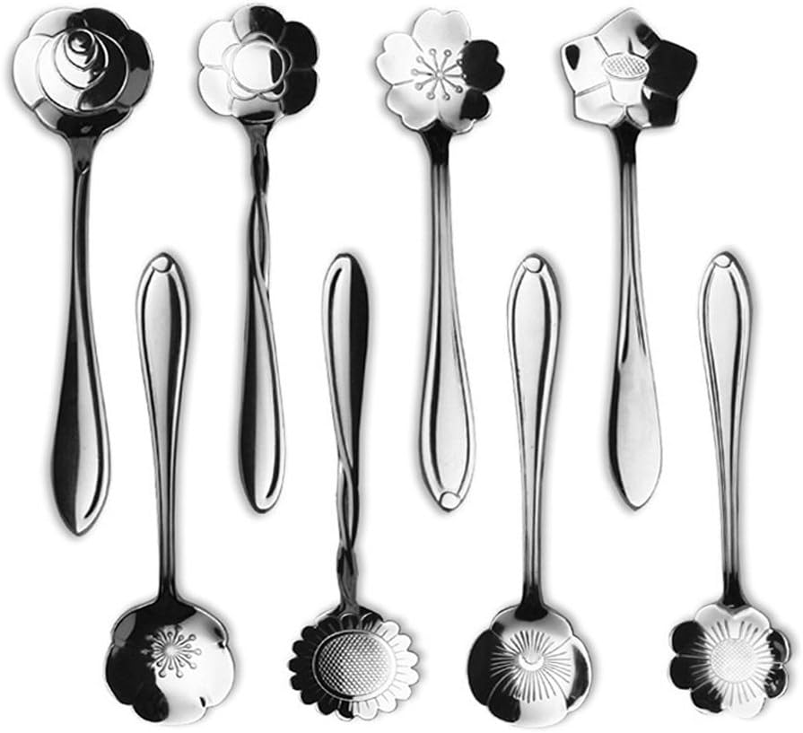 Amazon.com: ERCRYSTO Stainless Steel Tableware - Creative Flower Coffee ...