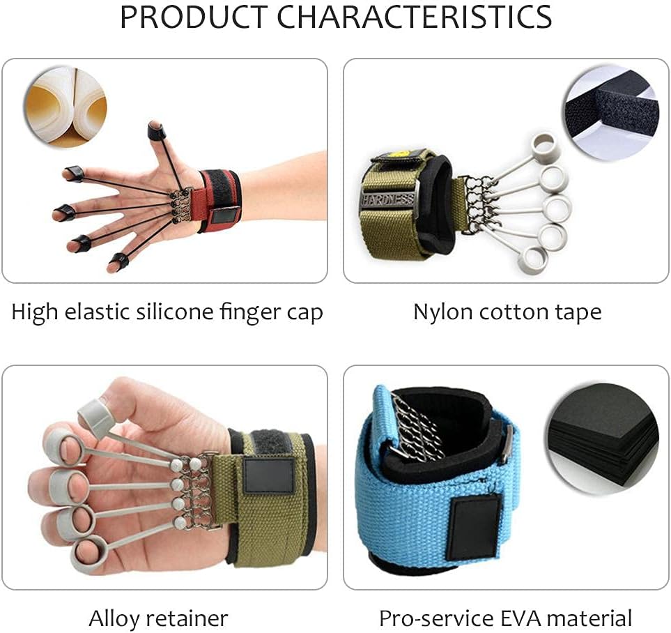 Edinber Finger and Hand Extensor Trainer Exerciser with Resistance Band ...