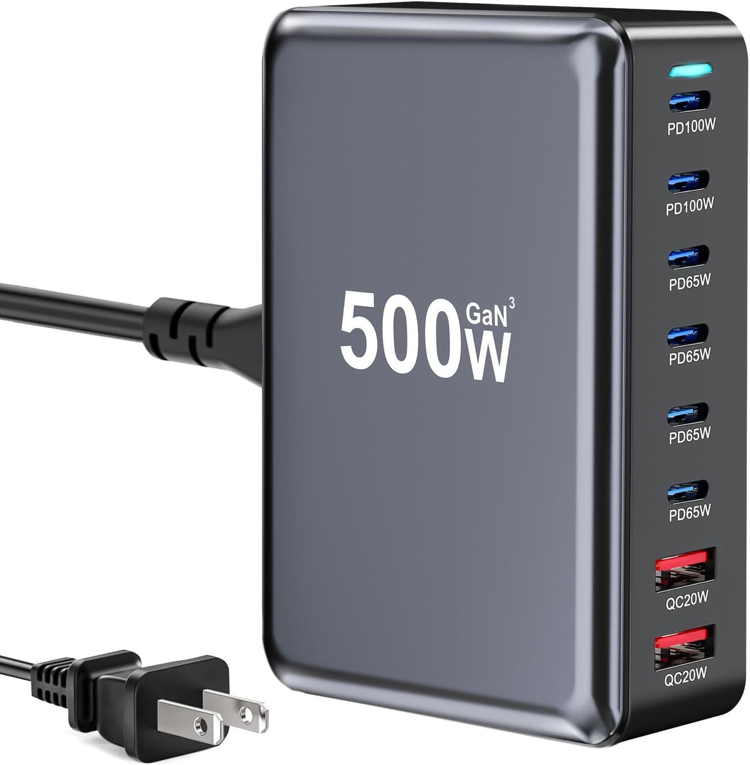Amazon.com: 500W USB C Fast Charger Block, 8 Port USB Charging Station, GaN Ⅲ Pro Double 100W PD ...
