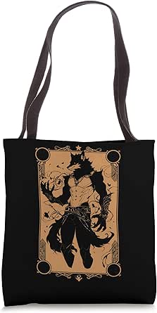 Amazon.com: Ossory Man Wolf Irish Folklore Anime Lineart Tarot Tote Bag ...