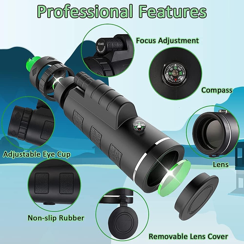 Monocular Telescope, 40×60 HD Waterproof BAK4 Prism Wide Angled ...