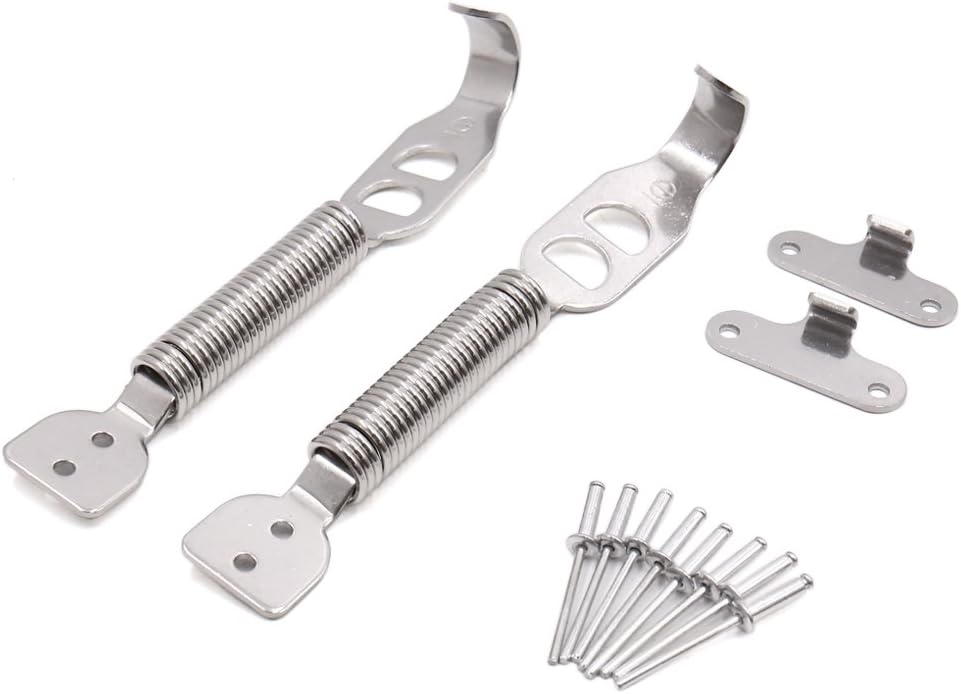 Amazon.com: uxcell Silver Tone Bonnet Flip Hoods Pins Lock Latch ...