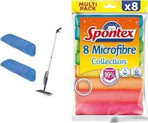 Addis Essentials Microfibre Spray Flat Mop with 2x Spare Replacement ...