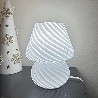 LINKPAL Glass Mushroom Lamp - Cute Bedside Table Nightstand Lamp for ...