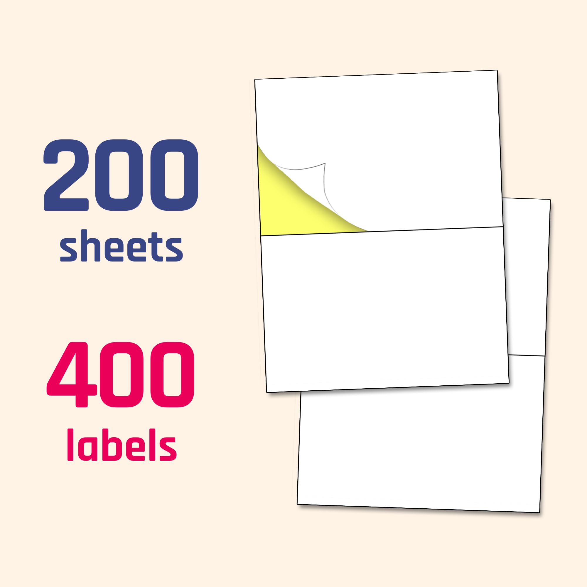 Snapklik.com : 200 Sheets - Half Sheet Shipping Labels, Printable ...